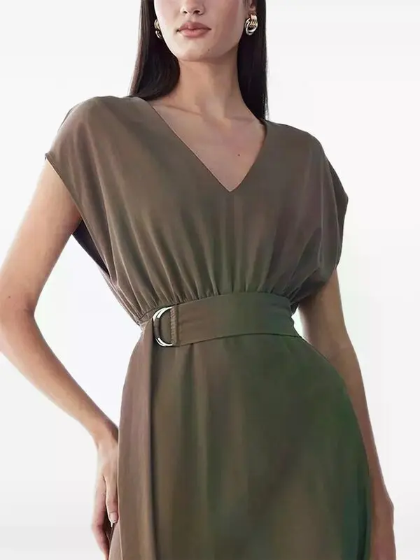 ST MRLO V-neck Belted Midi Dress