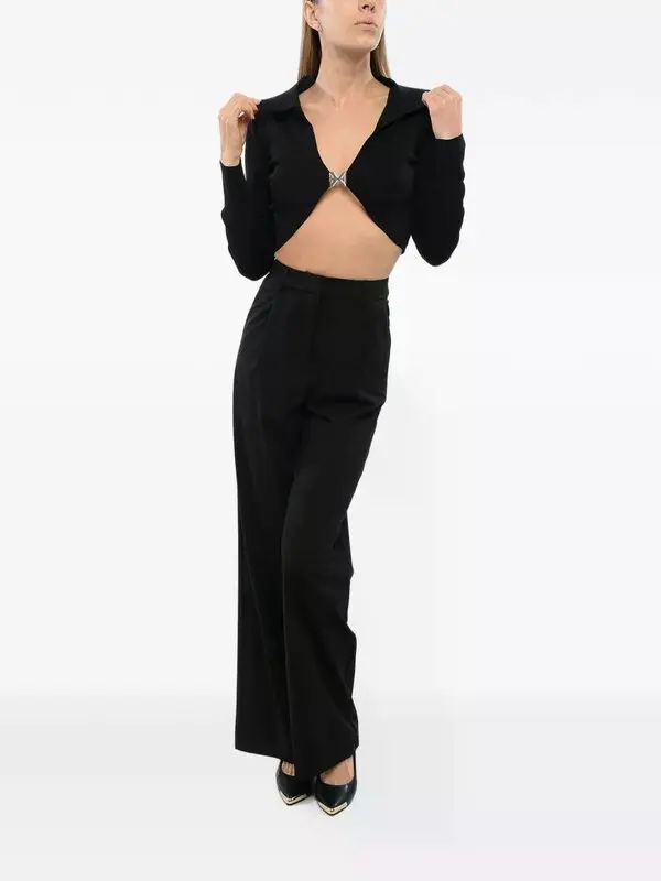 John Richmond Cropped Slim-fit Cardigan With Metallic Detail