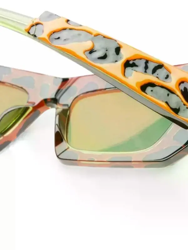 KUBORAUM Leopard-print Rectangle-frame Sunglasses
