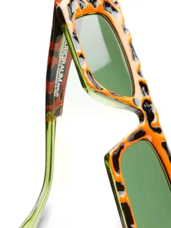 KUBORAUM Leopard-print Rectangle-frame Sunglasses