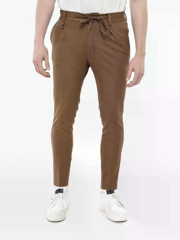 PAOLO PECORA Brera Drawstring Trousers - Brown