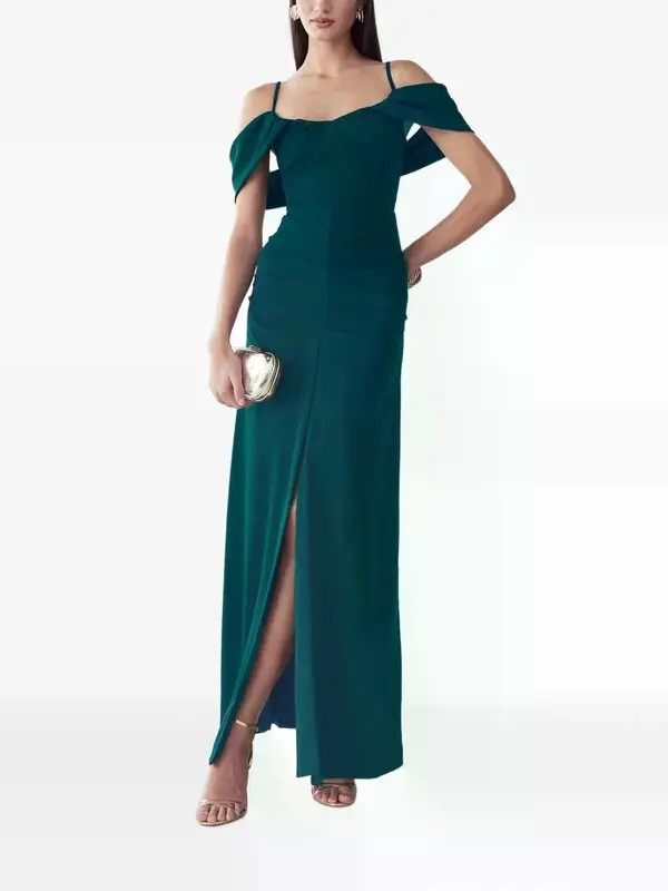 BWLDR Ruched Detail Maxi Dress With Sweetheart Neckline And Spaghetti Straps - Green