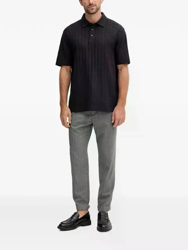 Armani Exchange Textured Cotton Polo Shirt - Blue