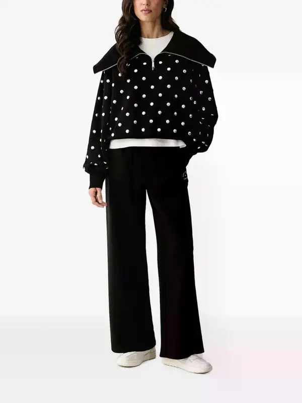 Karl Lagerfeld Sailor-collar Stud-embellished Sweatshirt - Black