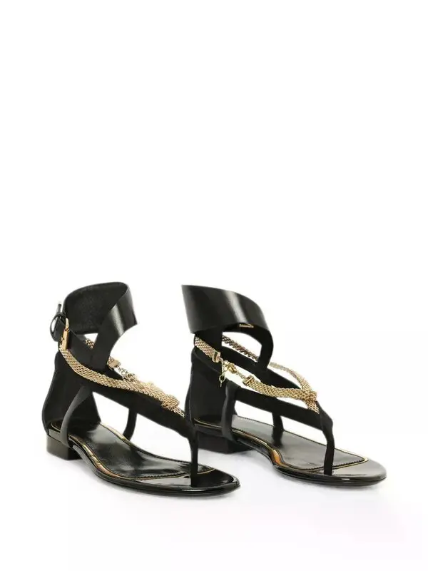 LANVIN Chain-embellished Buckle-fastening Sandals - Black