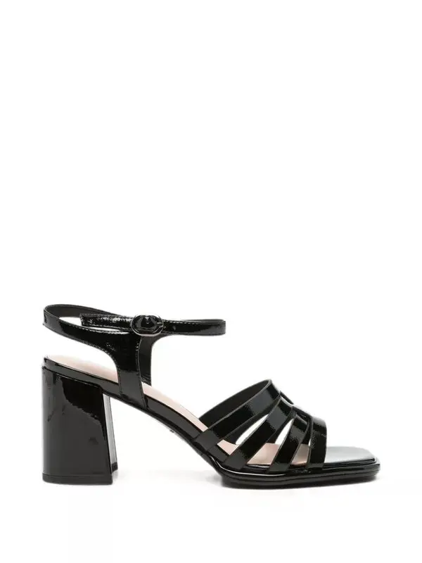 SERGIO MORETTI FIRENZE Patent Cage Sandals - Black