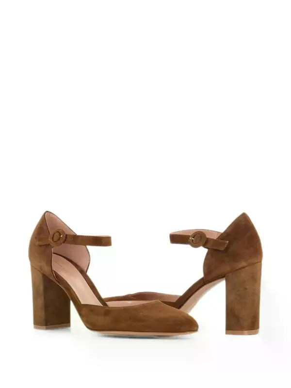 GIANVITO ROSSI Suede Block-heel Pumps - Brown