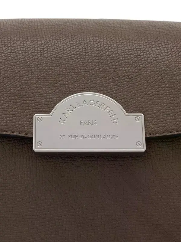 Karl Lagerfeld Logo Plaque Grained Leather Shoulder Bag