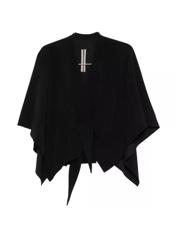 Rick Owens Knotted-waist V-neck Blouse - Black