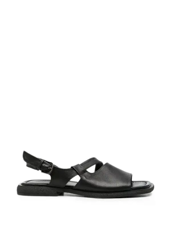 SERGIO MORETTI FIRENZE Leather Buckle-fastening Slingback Sandals - Black