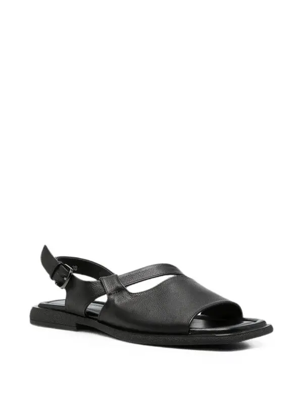 SERGIO MORETTI FIRENZE Leather Buckle-fastening Slingback Sandals - Black