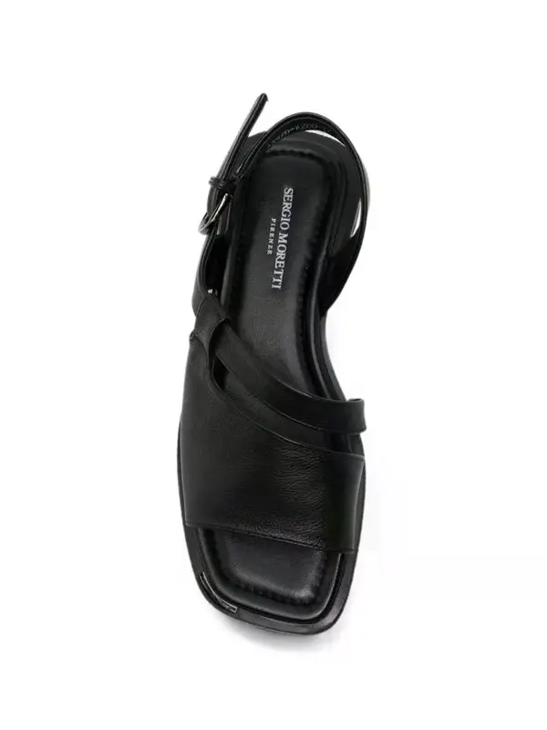 SERGIO MORETTI FIRENZE Leather Buckle-fastening Slingback Sandals - Black