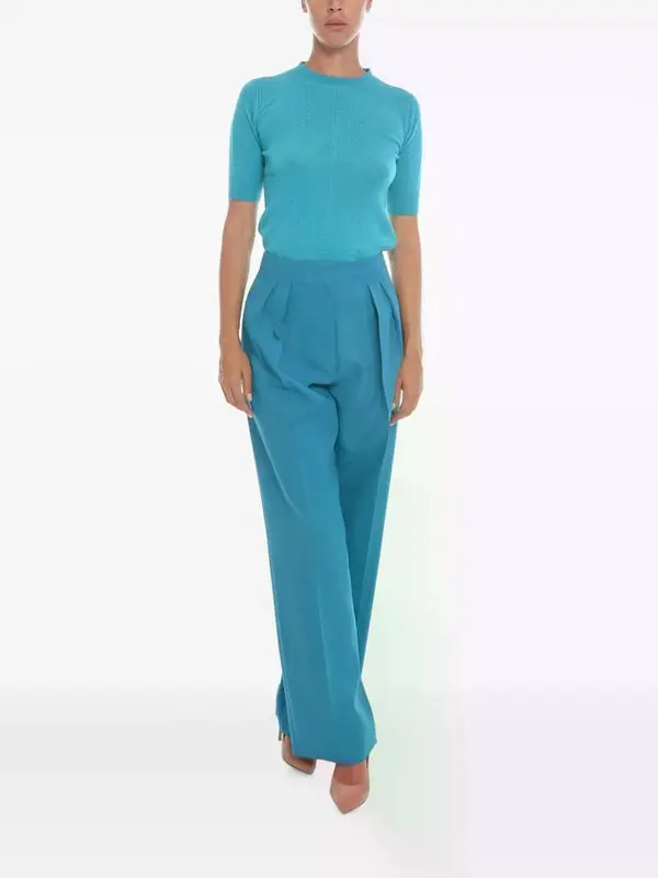 SUPER BLOND Pleated Wide-leg Trousers - Blue