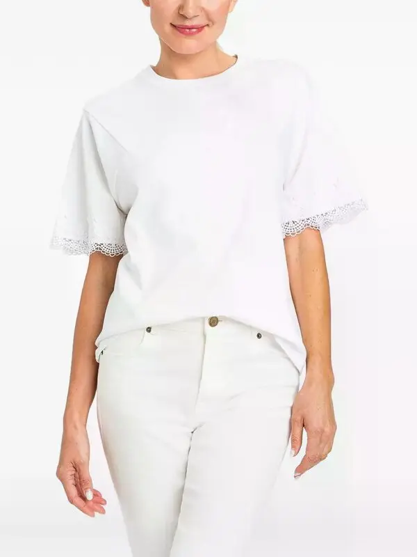 TWINSET Embroidered Lace-trim T-shirt - White