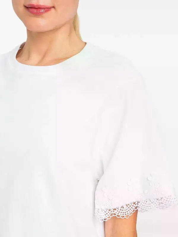 TWINSET Embroidered Lace Trim T-shirt