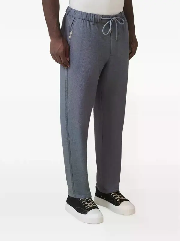 MAUVAIS Drawstring-waist Textured Trousers - Blue