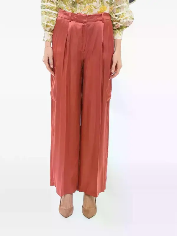 Loulou De Saison Pleated Satin Tailored Trousers - Orange