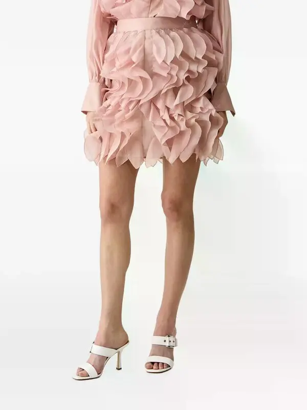 Karl Lagerfeld Ruffled Logo-embroidered Mini Skirt - Pink