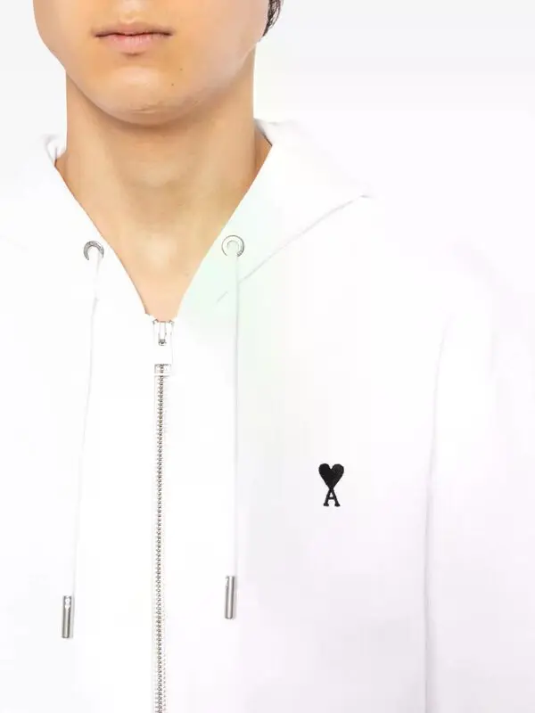 AMI Paris Logo-embroidered Zip-up Hoodie