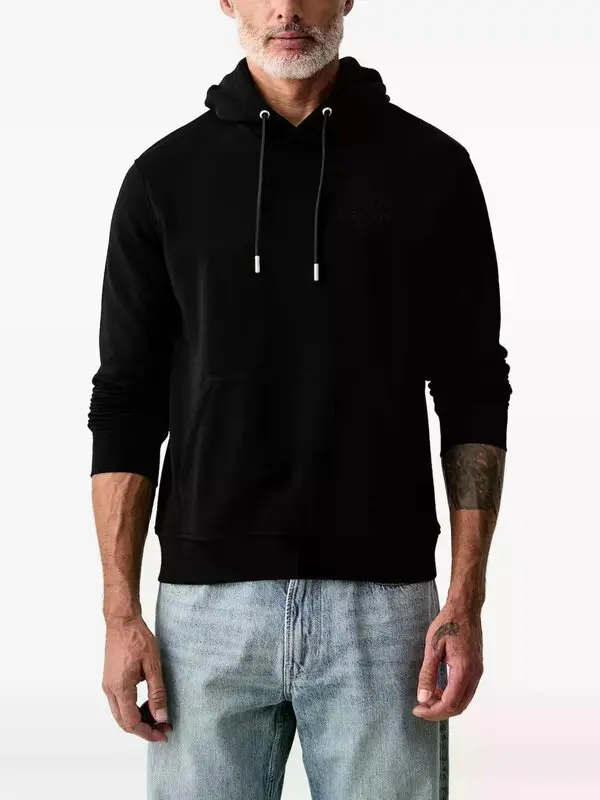 Karl Lagerfeld Logo-embroidered Drawstring Hoodie - Black
