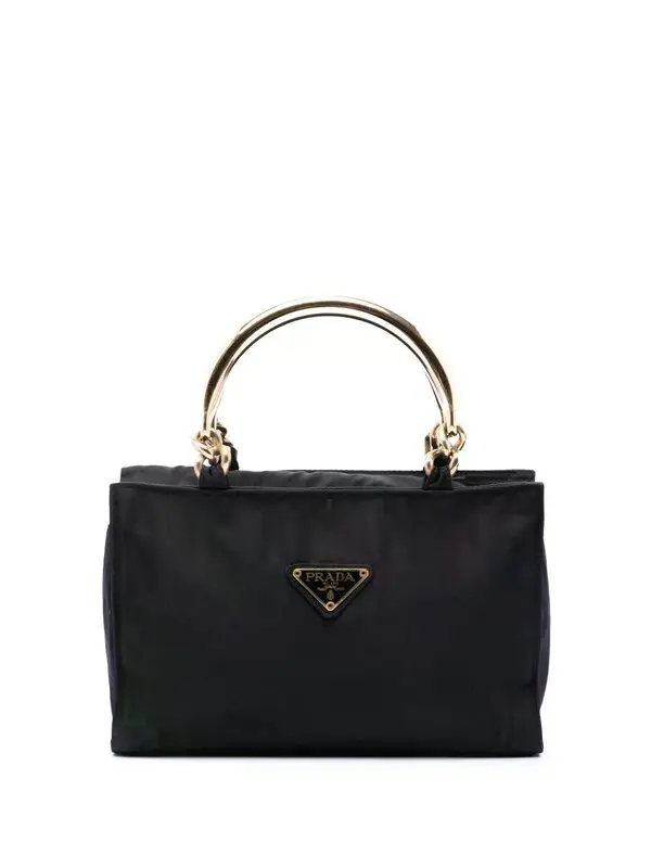 Prada 2000-2013 Tessuto Metal Handle Bag Handbag - Black