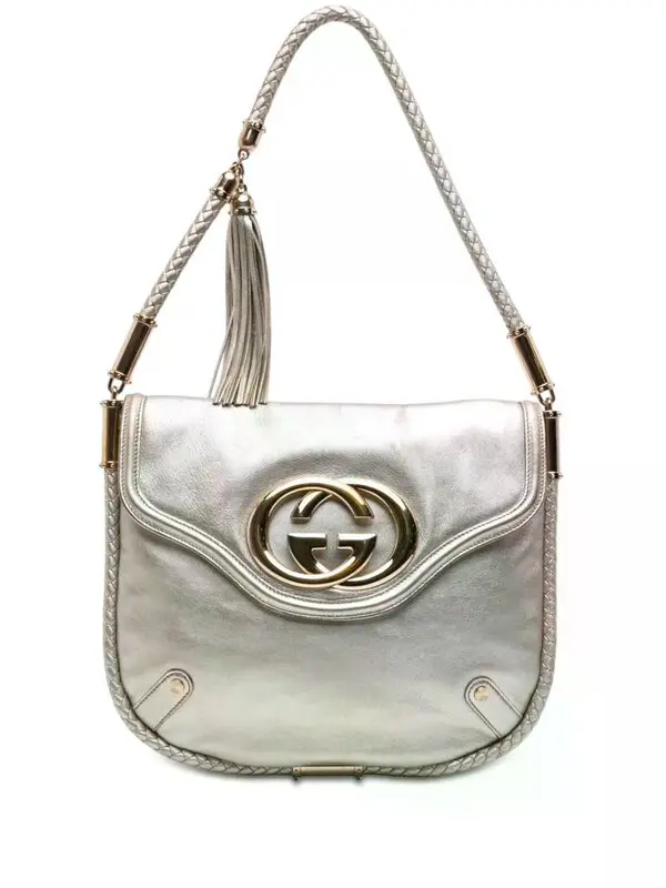 Gucci 2016-2026 Medium Metallic Calfskin Britt Tassel Flap Shoulder Bag - Gold