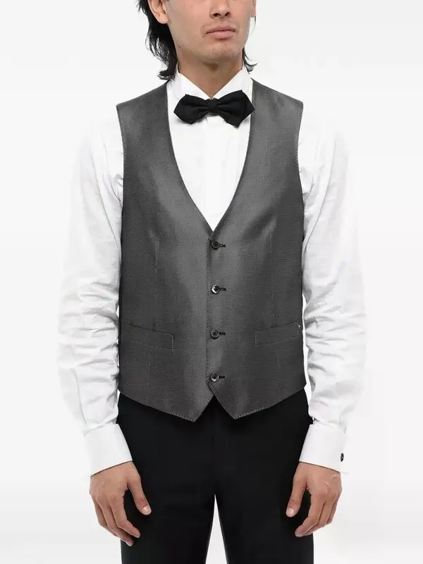 Corneliani Embroidered Silk Waistcoat - Grey