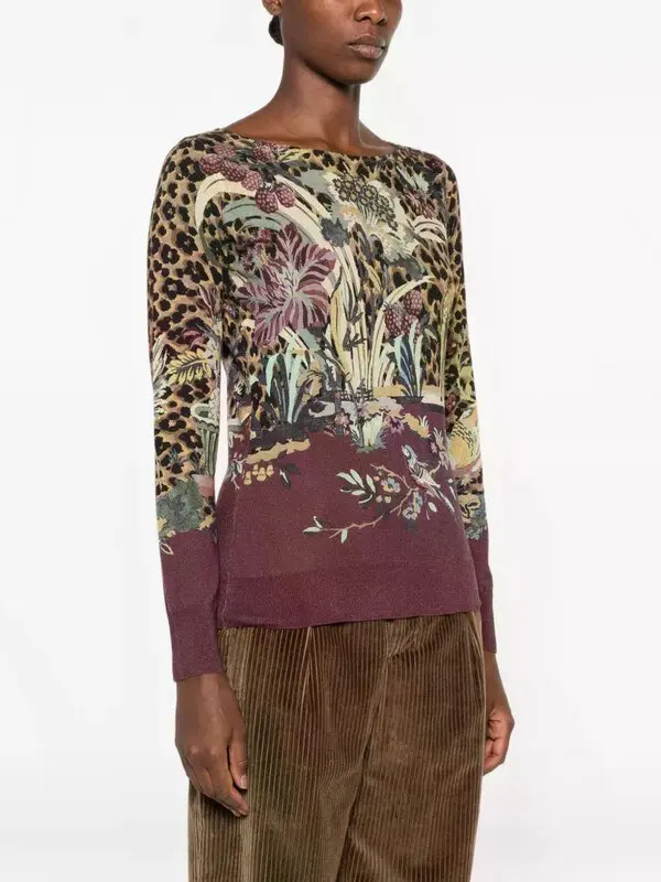 Etro Leopard-print Floral-pattern Sweater