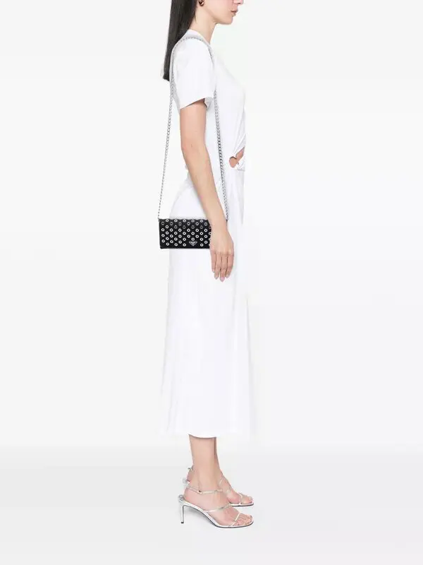 Prada Tessuto Grommet Wallet On Chain Crossbody Bag
