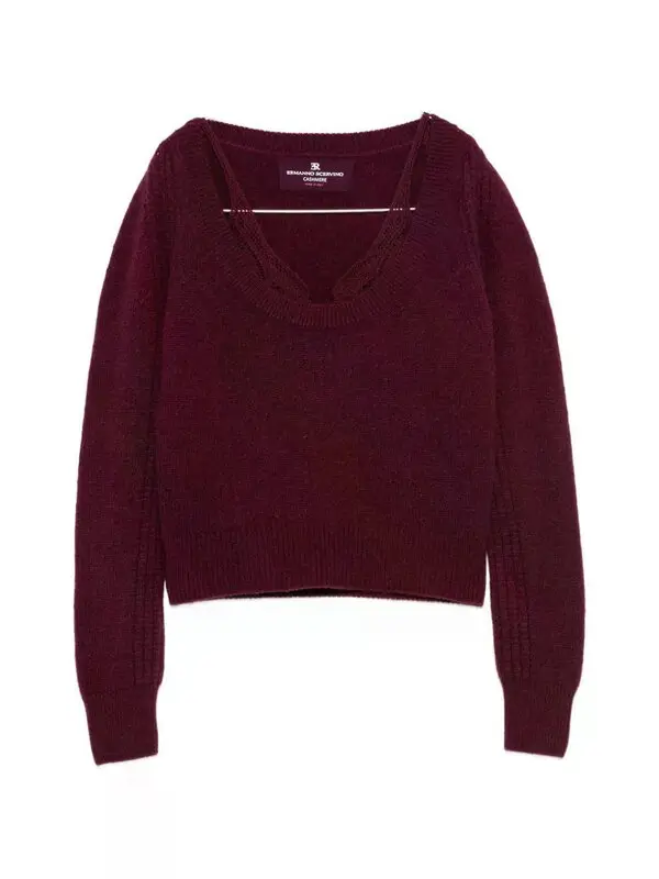 Ermanno Scervino Cut-out V-neck Sweater - Purple