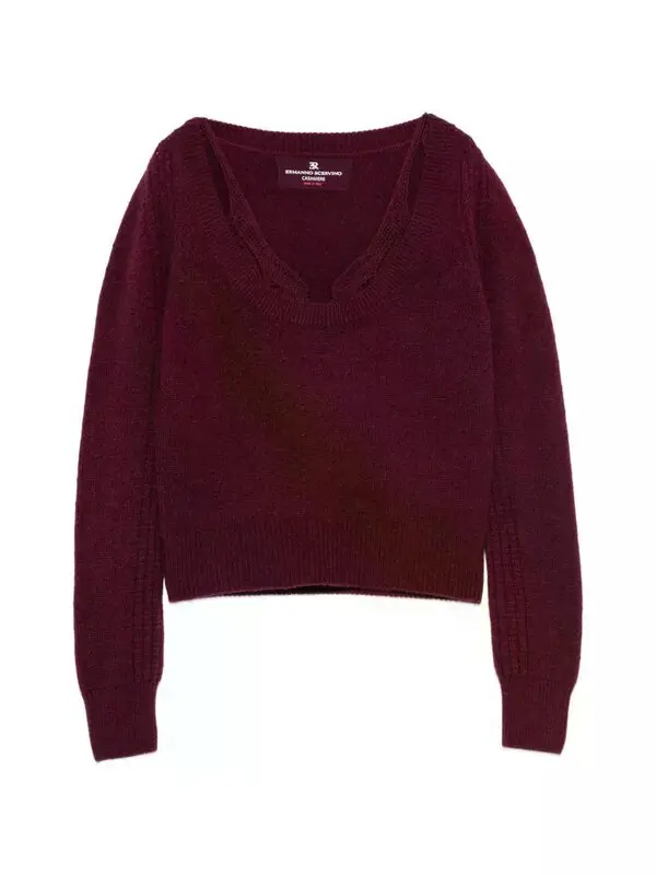 Ermanno Scervino Cut-out V-neck Sweater - Purple