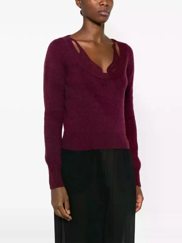 Ermanno Scervino Knitted V-neck Sweater With Cut-out Detailing