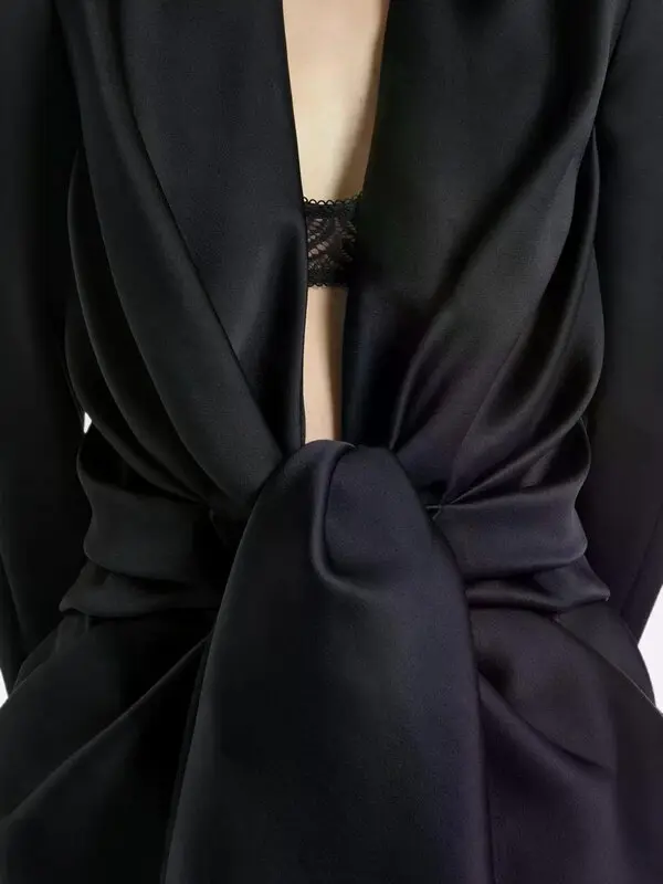 Balmain Satin Crepe Jacket With Tie Detail - Black