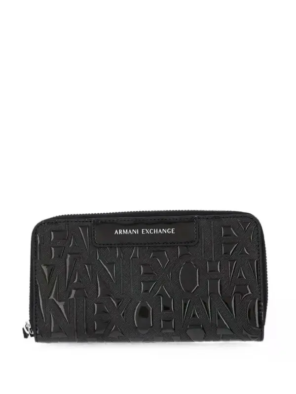 Armani Exchange Logo-embossed Zip-around Wallet - Black