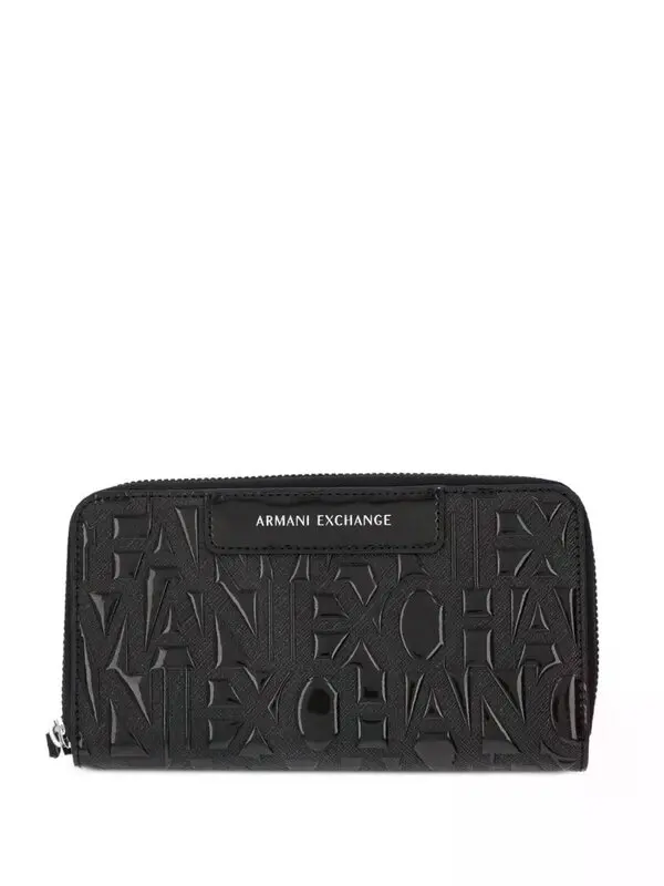 Armani Exchange Logo-embossed Zip-around Wallet - Black