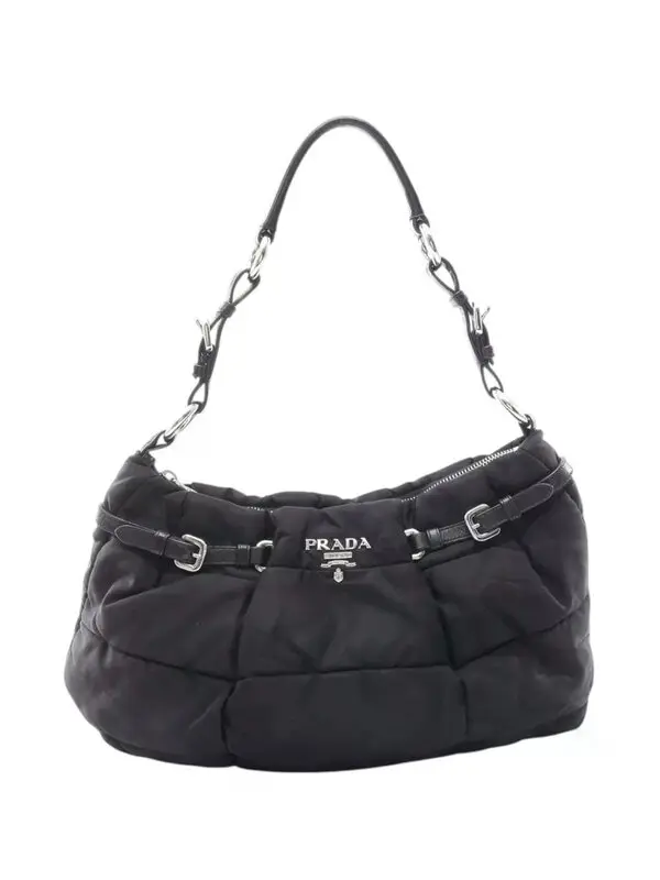 Prada 2010-2026 Impuntu Tessuto Shoulder Bag - Black