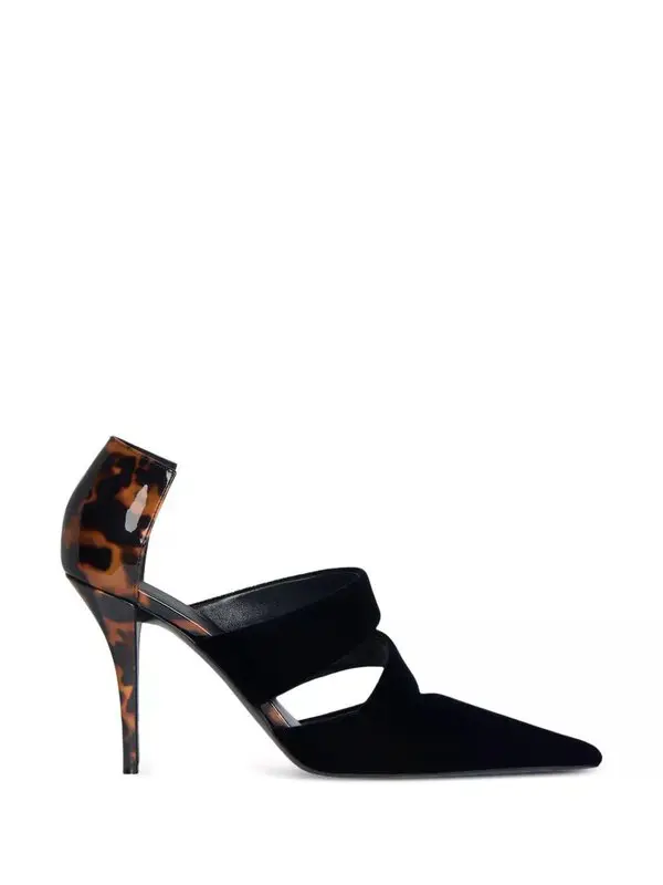 Balmain Velvet And Printed Patent Leather Courts - Black