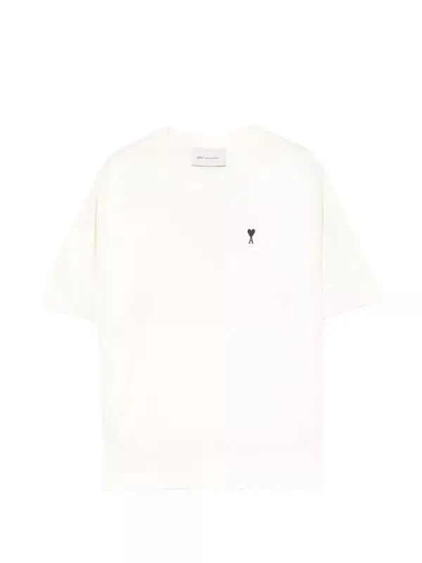 AMI Paris De Coeur Slogan-print T-shirt - Neutrals