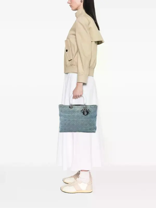 Dior Large Denim Cannage Lady Satchel - Blue