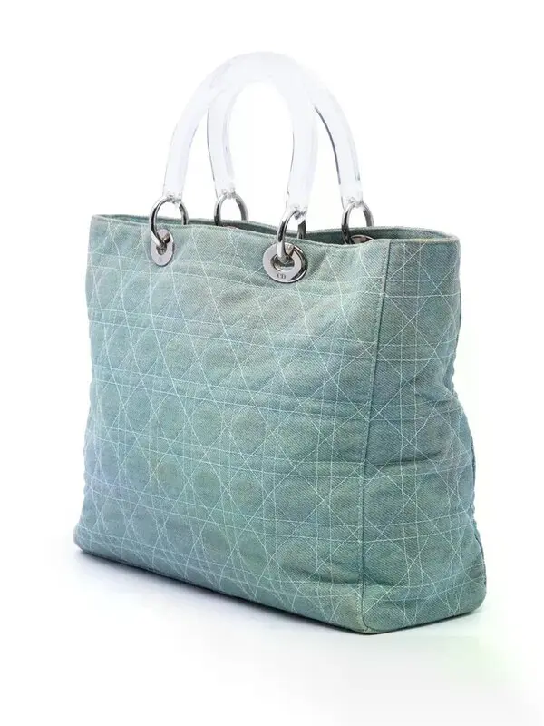 Dior Large Denim Cannage Lady Satchel - Blue