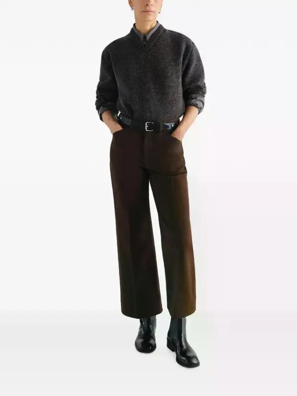 LEMAIRE Flared Trousers In Heavy Broken Twill - Brown