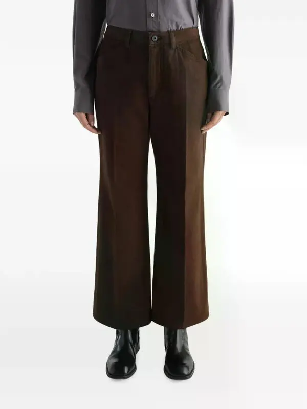 LEMAIRE Flared Trousers In Heavy Broken Twill - Brown