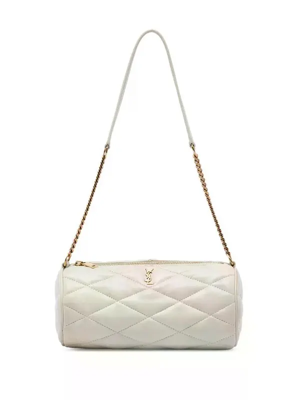 Saint Laurent 2022 Mini Quilted Lambskin Sade Tube Bag Shoulder Bag - White