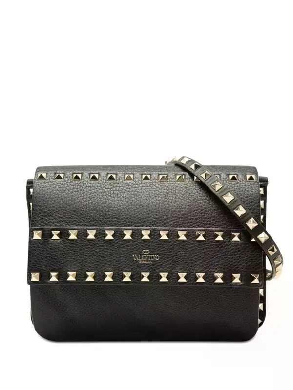 Valentino Garavani 2018-2026 Small Grained Calfskin Rockstud Crossbody Bag - Black