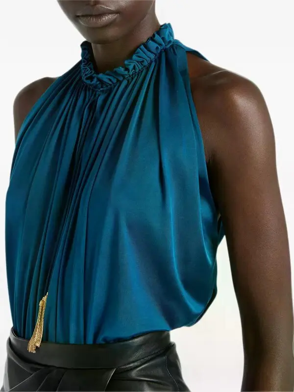 Balmain Pleated Flowing Jersey Top