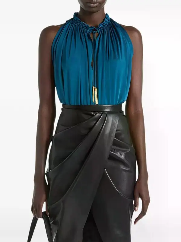 Balmain Pleated Flowy Jersey Top