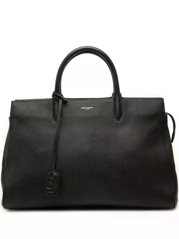 Saint Laurent 2015 Medium Grained Calfskin Cabas Rive Gauche Satchel - Black