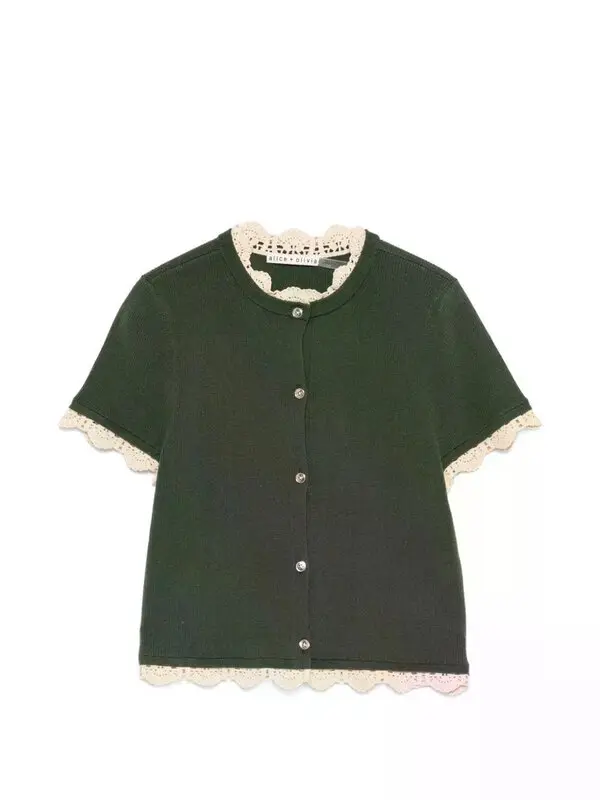 Alice + Olivia Ciara Crochet-trim Top - Green
