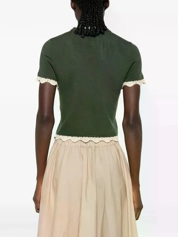 Alice + Olivia Ciara Cardigan With Crochet Trim - Green