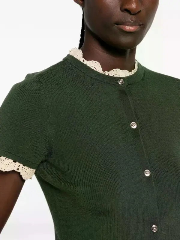 Alice + Olivia Ciara Cardigan With Crochet Trim - Green